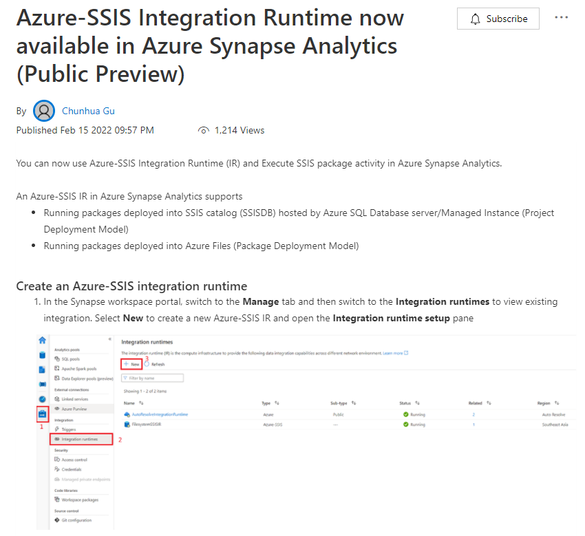 Azure Ssis Integration Runtime Now Available In Azure Synapse Analytics Andyleonardblog